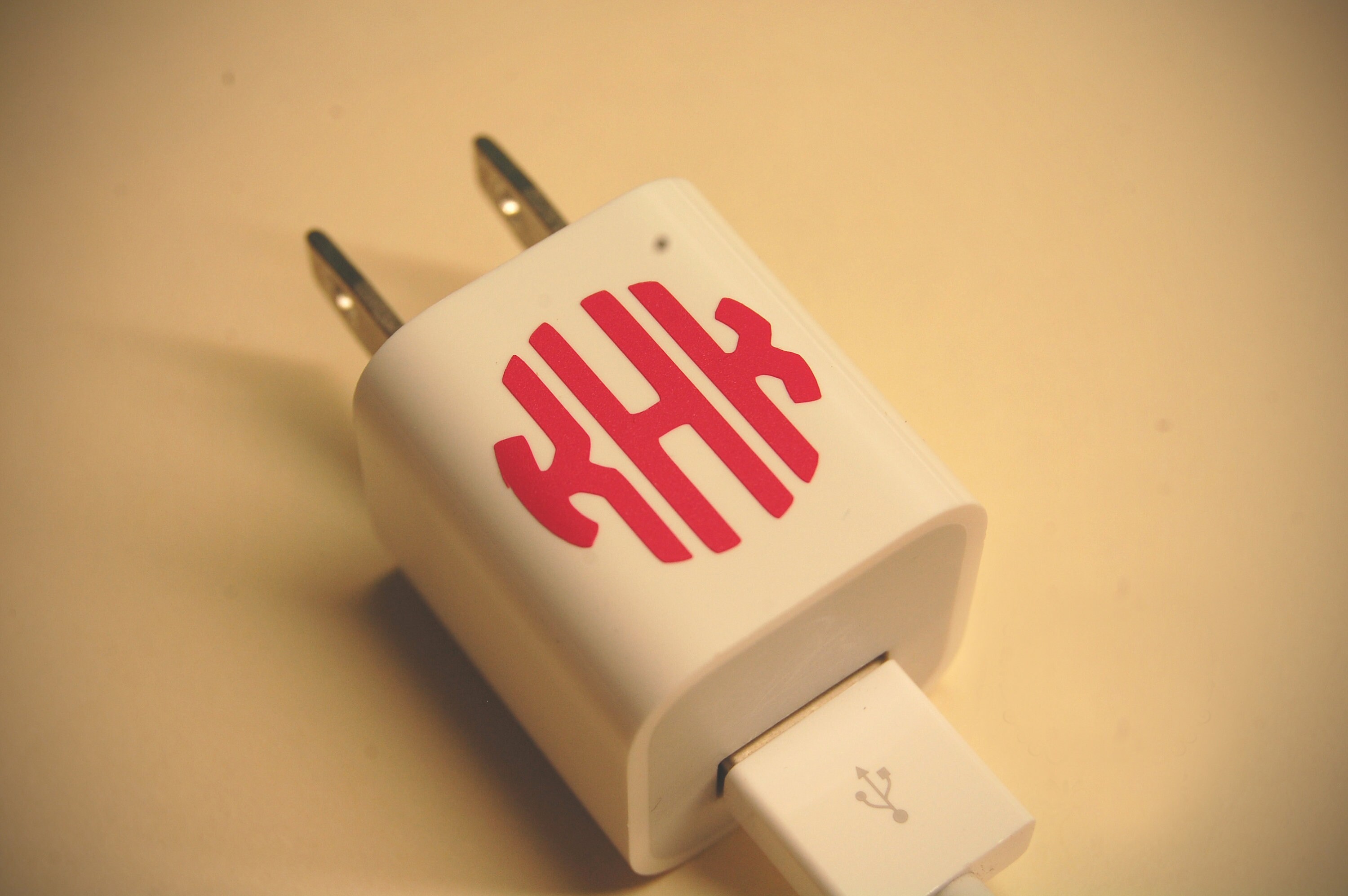 Charger Block Monogram Vinyl Decal - Etsy