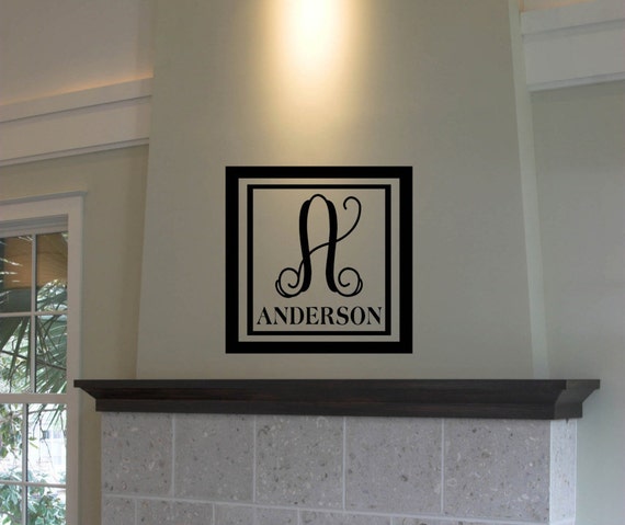 Custom Last Name With Frame Wall Decal | Etsy