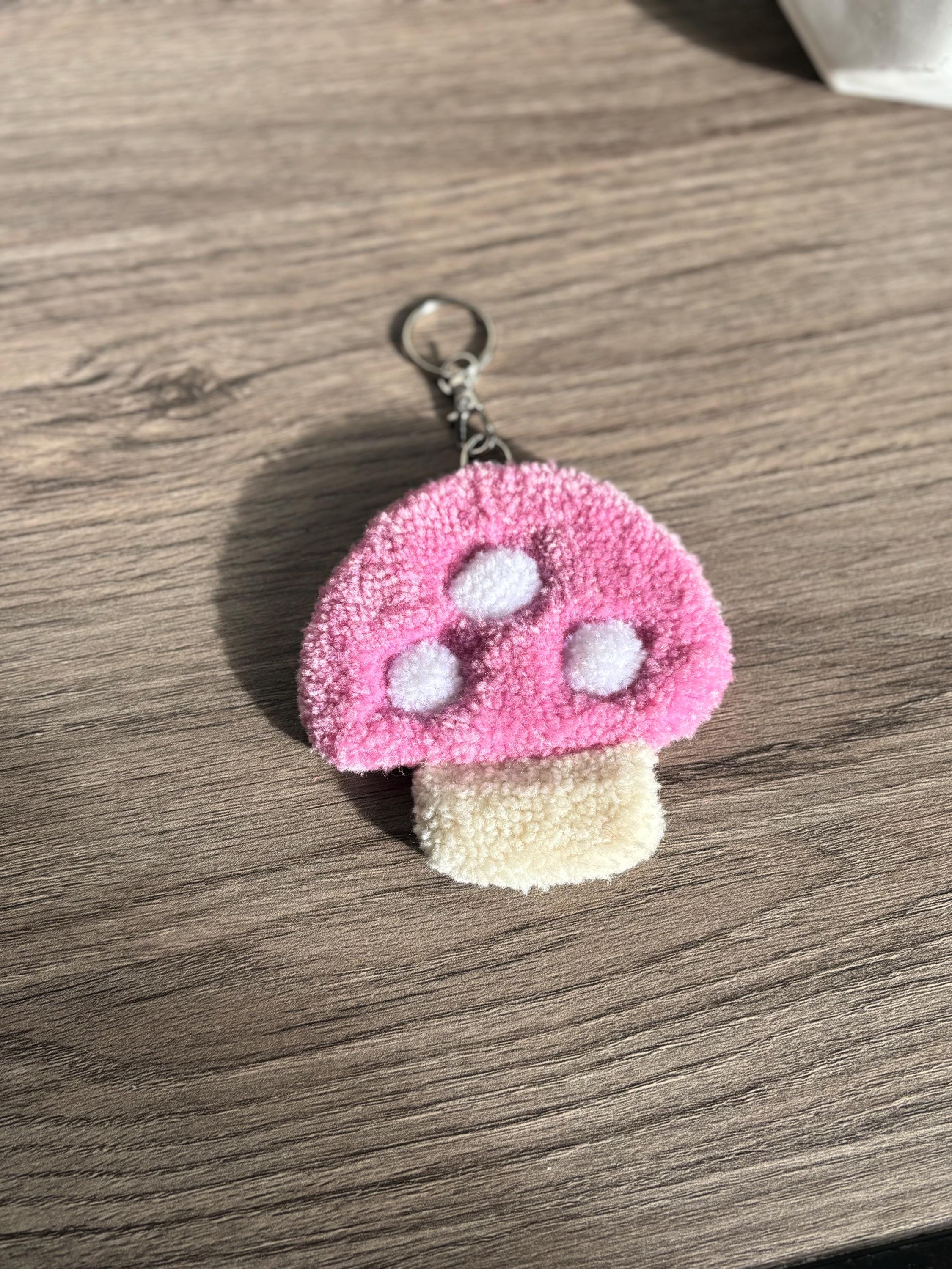 Cute Mushroom Tufted Bag Charm | Small Handmade Accessory - Etsy