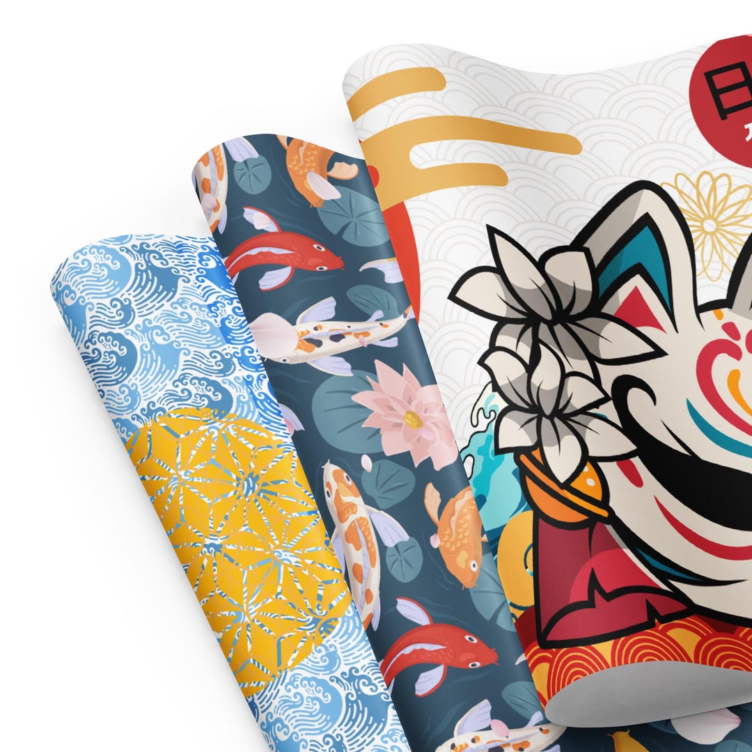Japanese Theme Wrapping Paper 3 Sheets Set - Etsy