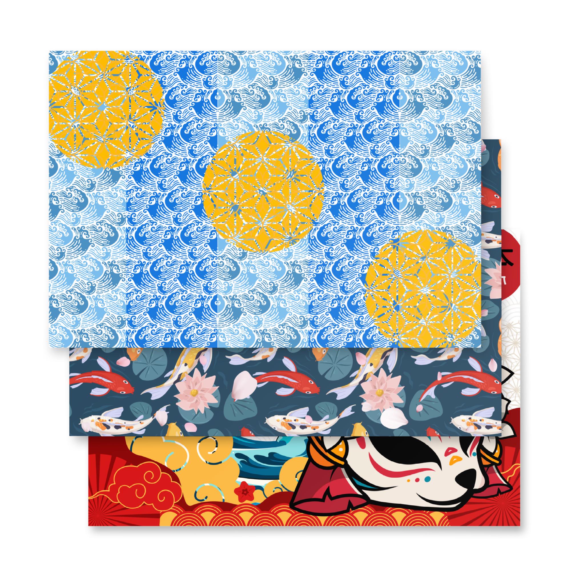 Japanese Theme Wrapping Paper 3 Sheets Set - Etsy