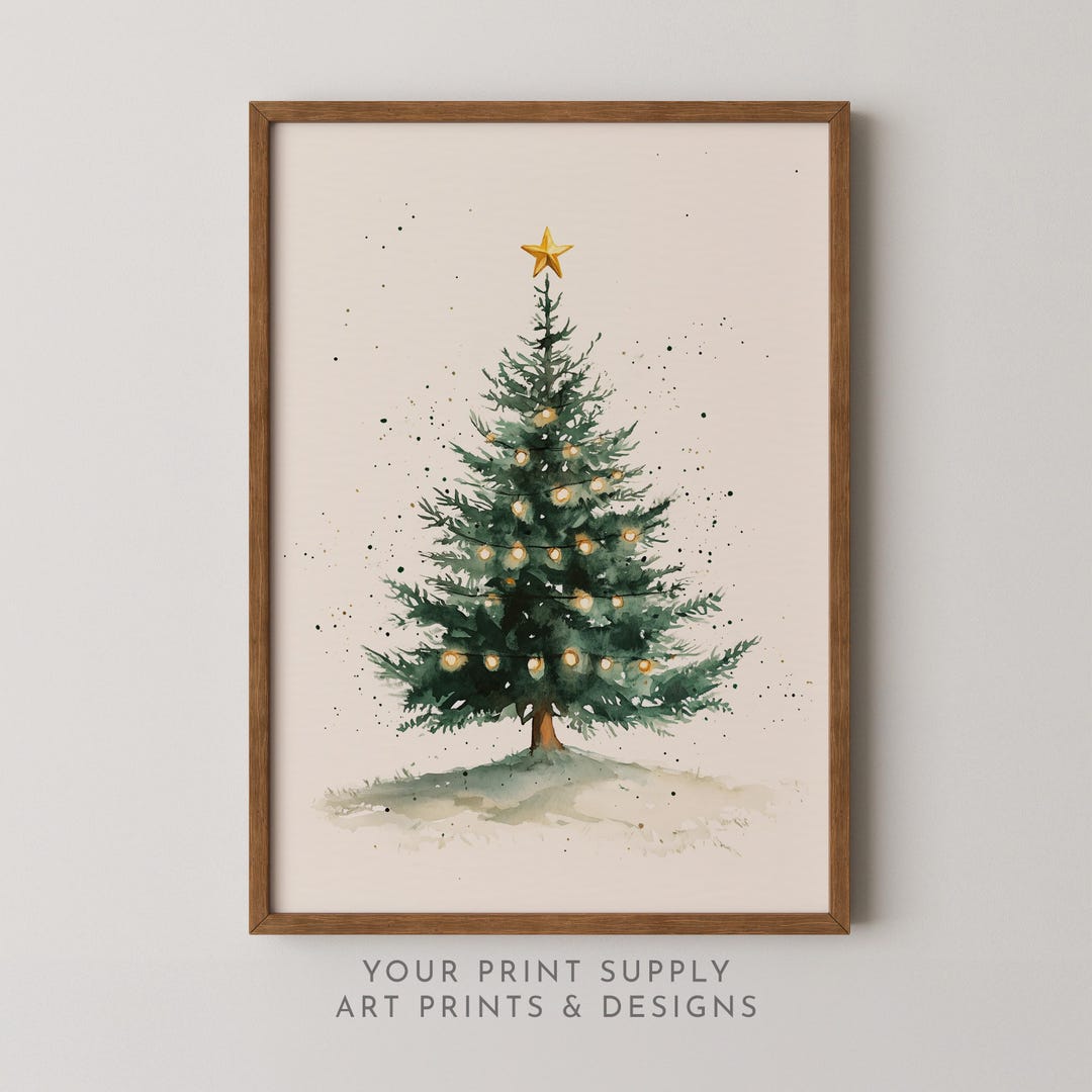 Modern Scandinavian Fir Tree Printable, Minimal Christmas Wall Art ...