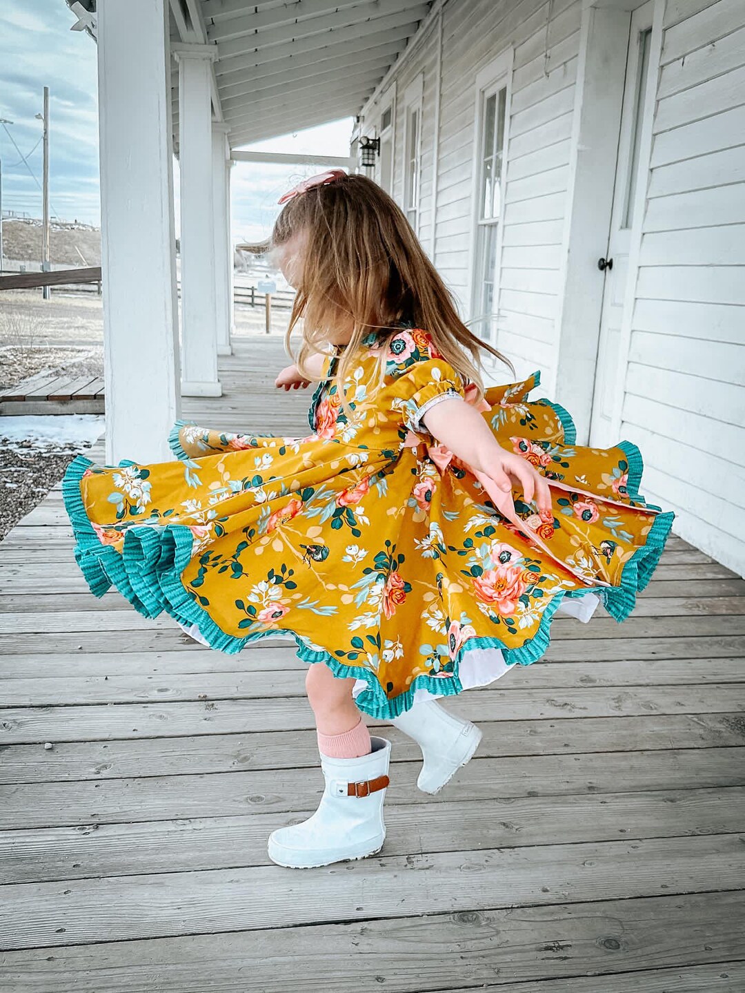 Fall Dress for Girls, Sweet Honey Fancy Dress, Twirl Dress, Fall Dress ...