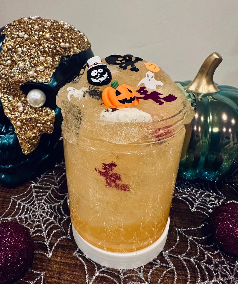 Glow in the Dark Spooky Season Slime in Yellow - With Charms - Etsy
