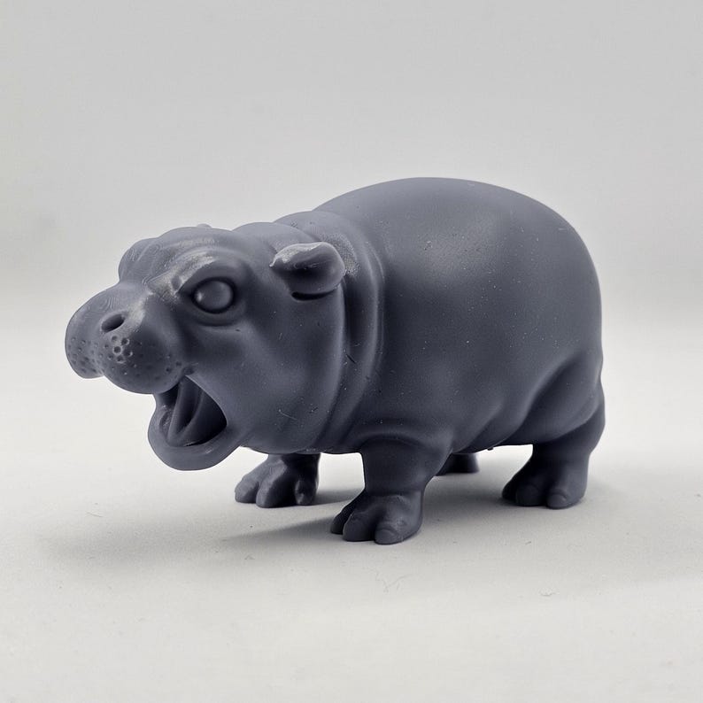 Mini Moo Deng Hippo 3D Printed, Miniature Hippo, Moo Deng Baby Pygmy ...