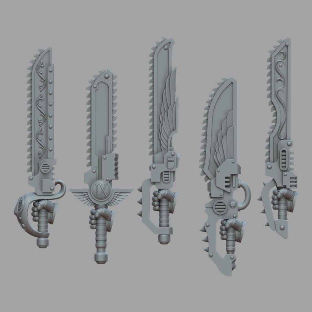 3D Printed Sci-fi RPG Fantasy Space Soldiers Chain Swords Kit - Space ...