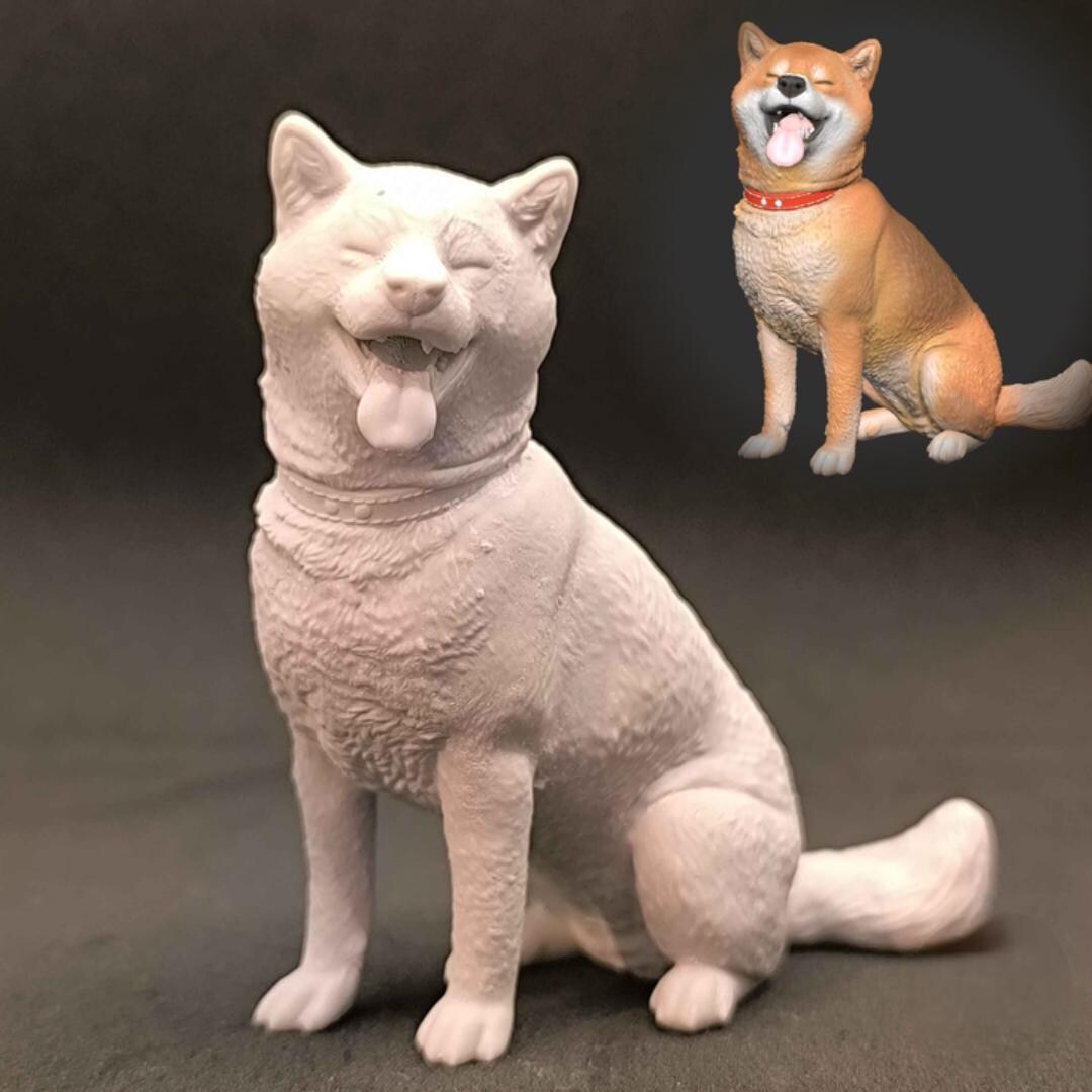 3D Printed Dog Shiba Inu Model Statue, Miniature Shiba Inu, Paint It ...