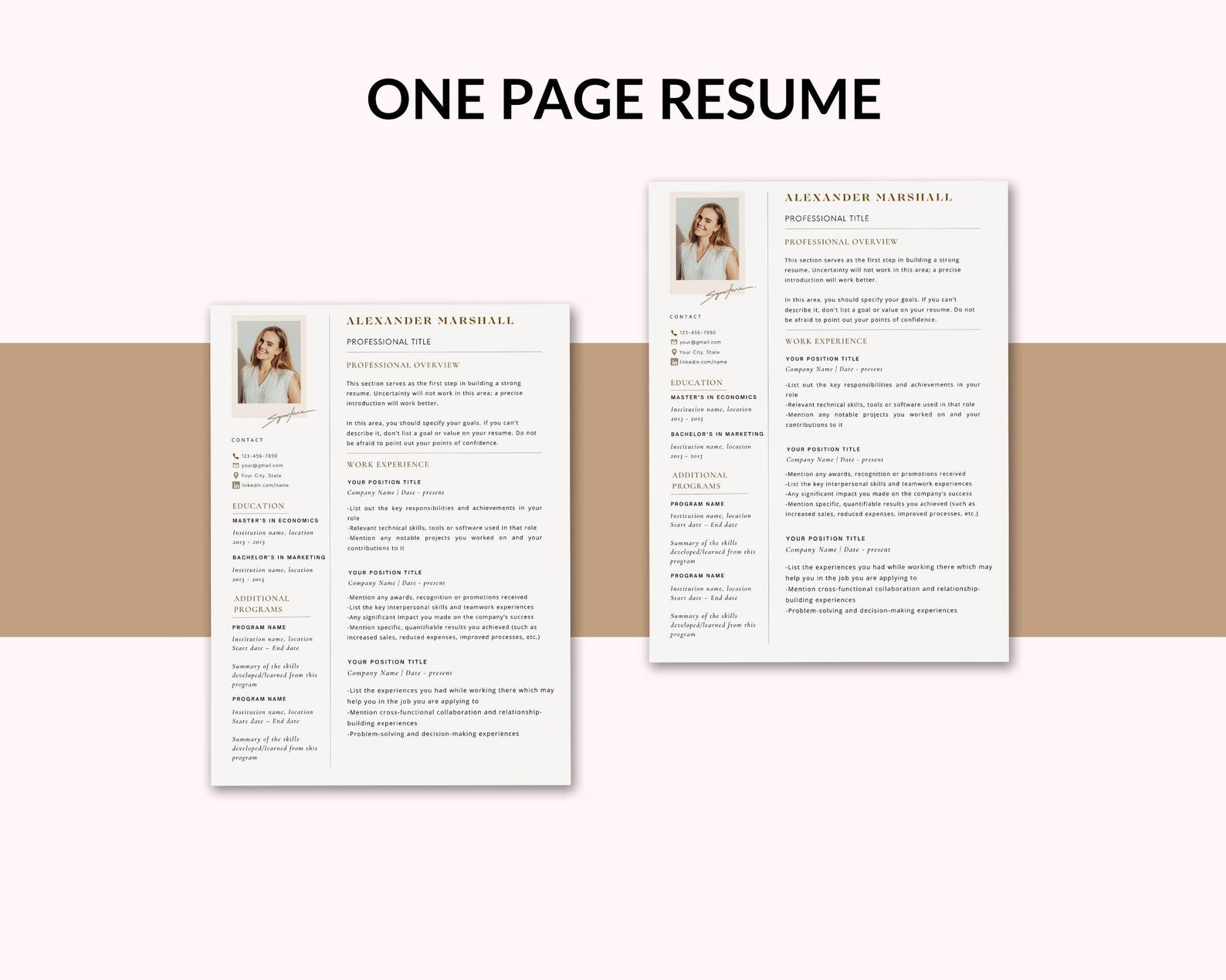 Resume Template Canva With Cover Letter, 1 Page Cv Template Canva 2 ...