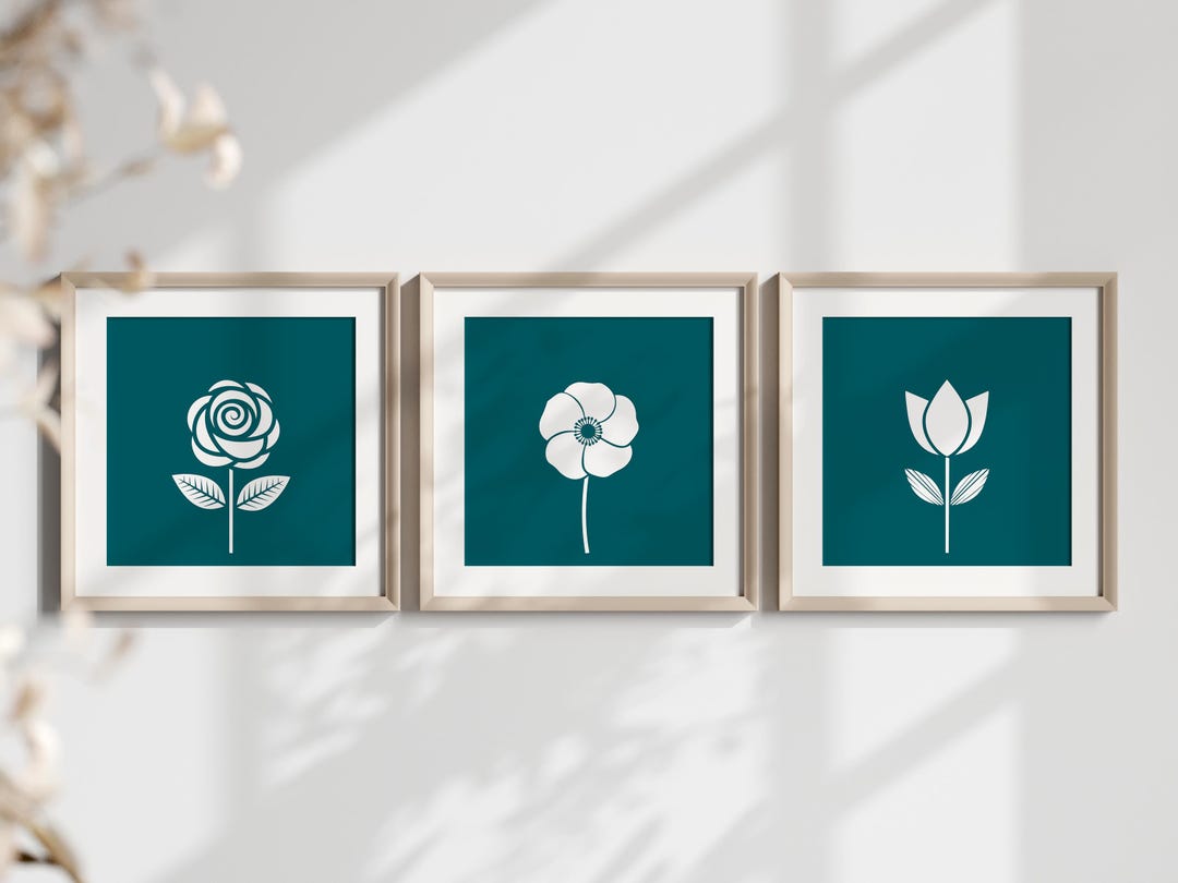 Scandinavian Flower Triptych (set of 3)| Art Print | Vibrant Mid ...