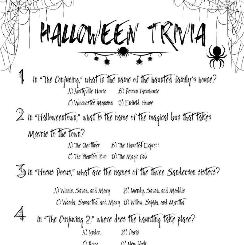 Halloween Movie Trivia Game - Etsy
