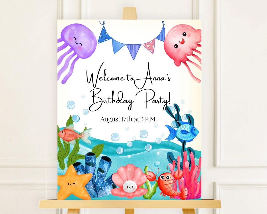 EDITABLE Under the Sea Welcome Sign Template, Under the Sea Birthday ...