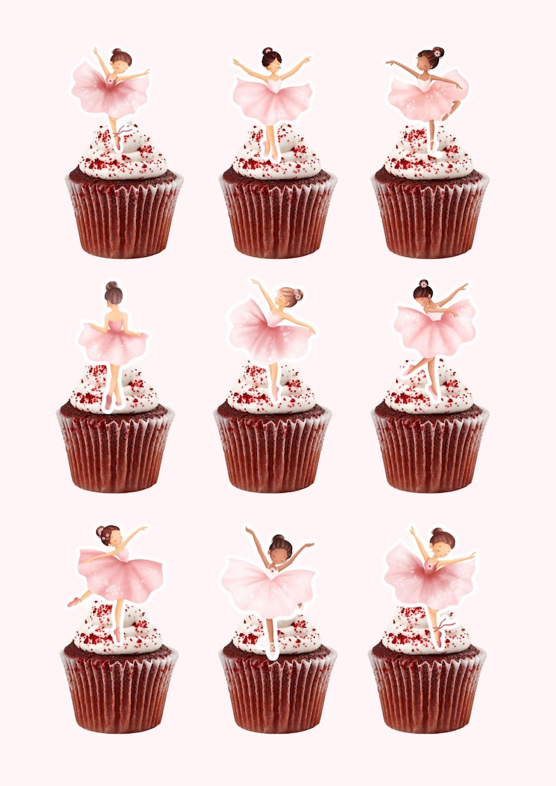 PRINTABLE Ballerina Cake Topper, Cupcakes Birthday Cake Topper, Pink ...