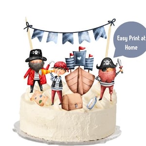 PRINTABLES Pirates Cake Toppers Decorations Centerpieces Happy Birthday ...