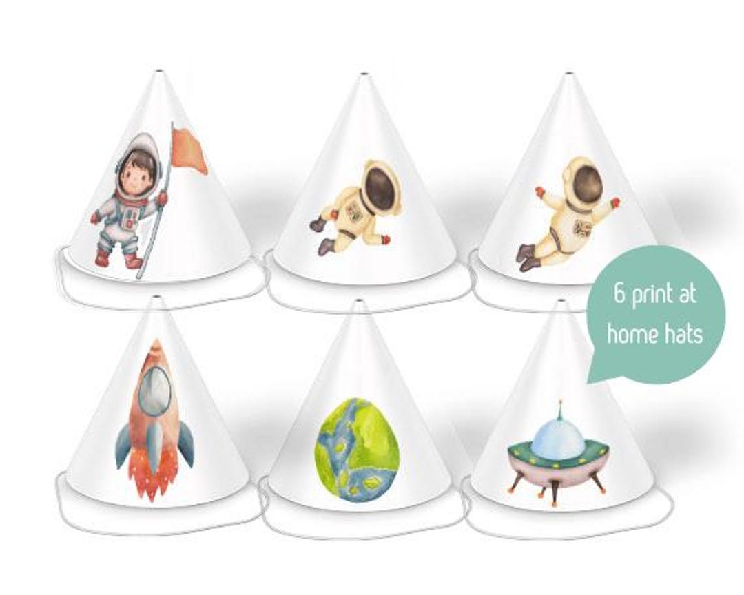 PRINTABLE Astronaut Party Hat, Space Birthday Decorations, Kids ...