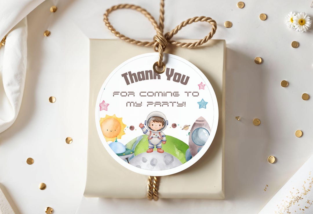 PRINTABLE Outer Space Favor Tags Astronaut Birthday Thank You Sticker ...