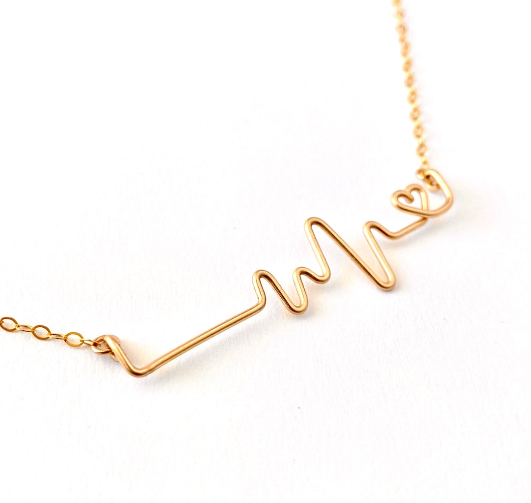 Gold EKG Heart Necklace: 14k Gold Filled Wire, Nurse Doctor Gift - Etsy