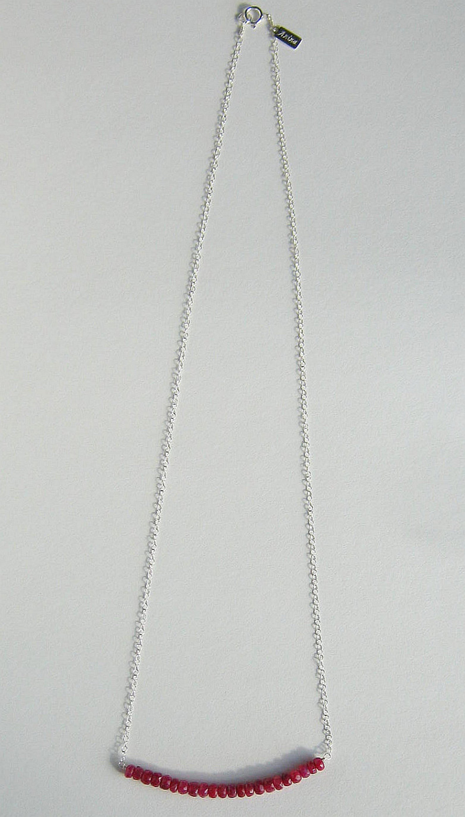 Red Ruby Necklace. Sterling Silver Genuine Rubies Bar | Etsy