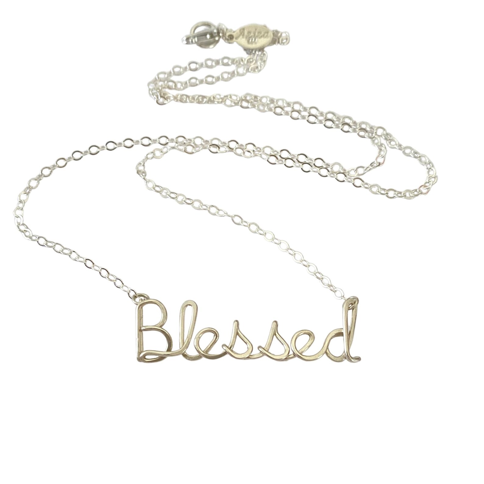 Blessed Necklace. Custom Gold or Silver Script Necklace. Wire Spiritual ...