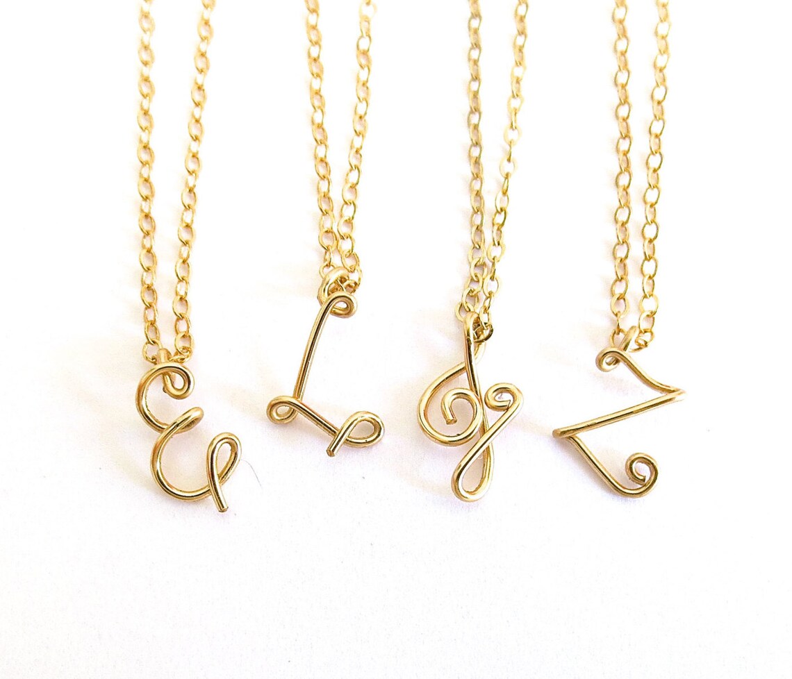 Gold Initial Necklace. Personalized 14k Gold Fill Initial Name - Etsy