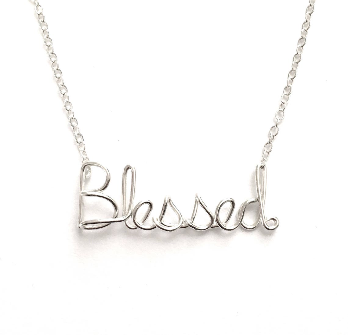 Blessed Necklace. Custom Gold or Silver Blessed Script - Etsy