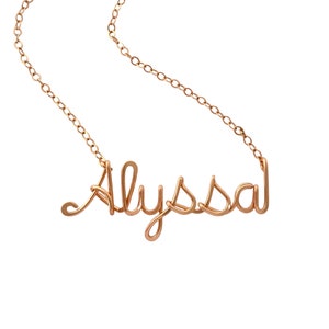 Personalized Rose Gold Filled Name Necklace: Delicate Script Wire - Etsy