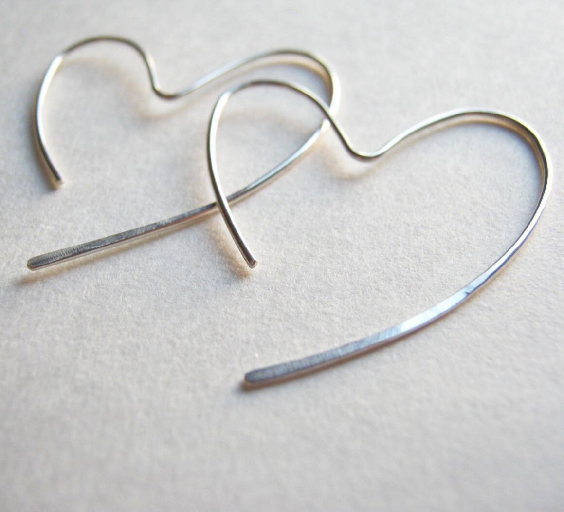 Heart Hoops. Sterling Silver Hammered Heart Hoop Earrings. 925 - Etsy UK