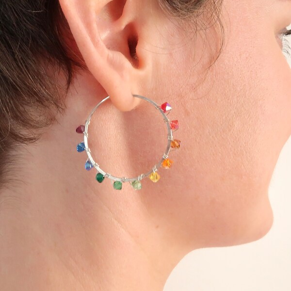 Rainbow Hoops - Etsy