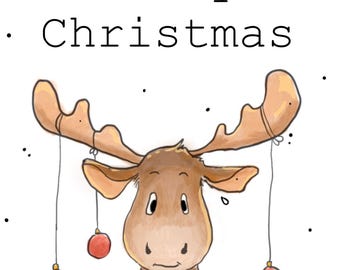 Handmade Christmas Card Reindeer Button - Etsy UK