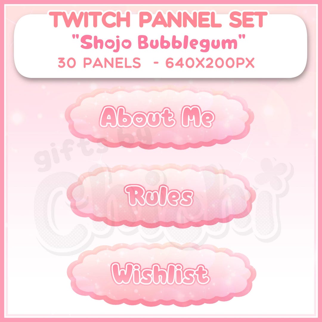 Twitch Panel Set of 30: Shojo Bubblegum Pink | Instant Download and ...