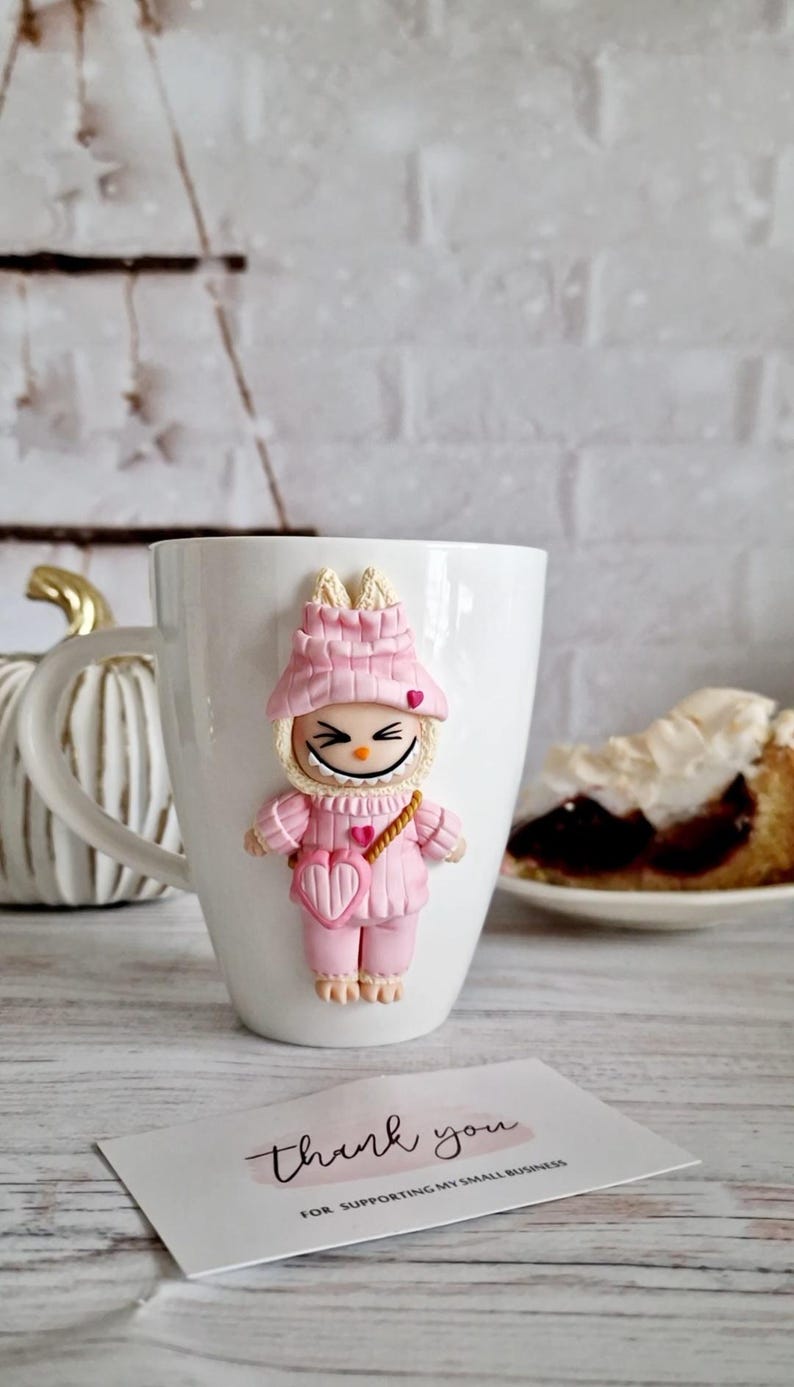 Clay Labubu Mug, Labubu, Polymer Clay Figurine Cup, Character Mug ...