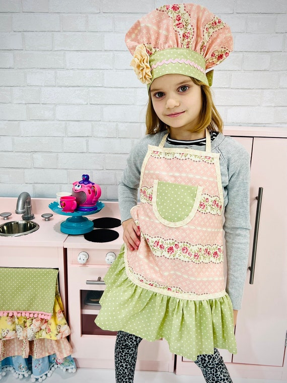 Kids Ruffle Apron Girls Pink Shabby Chic Apron Little Girls | Etsy