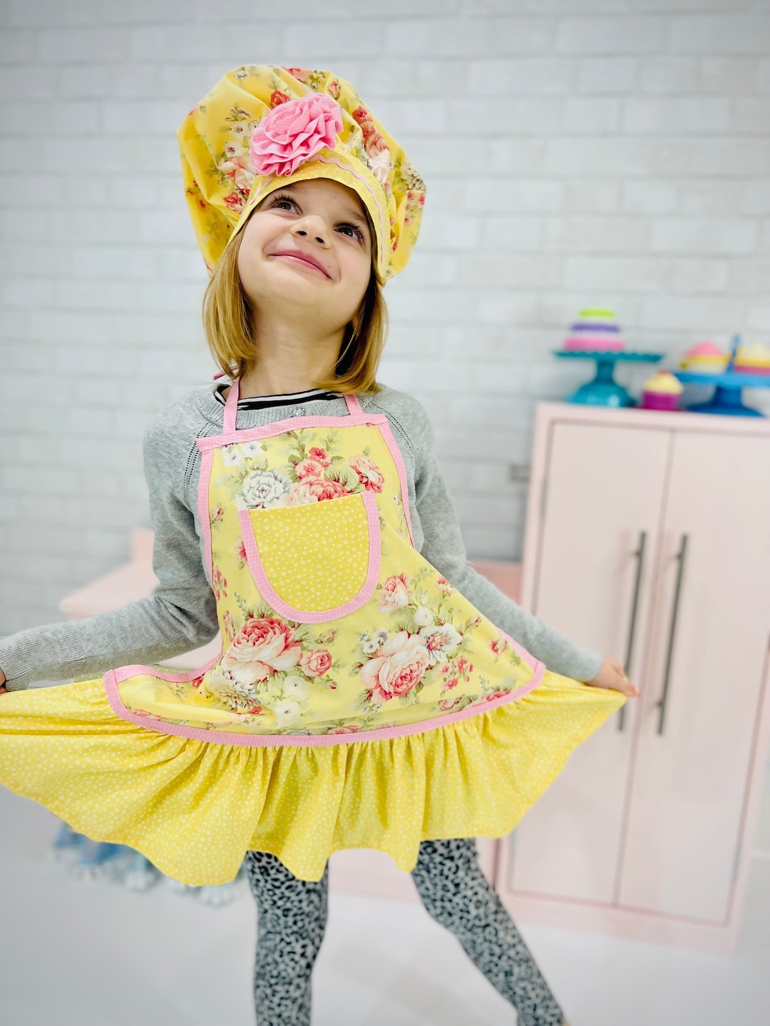 Girls Ruffle Apron: Shabby Chic Floral Kids Chef Set - Etsy