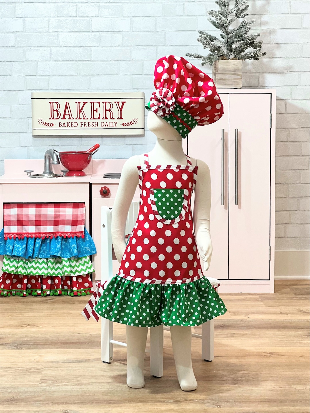 Kids Holiday Apron, Christmas Apron for Girls, Little Girls Apron ...