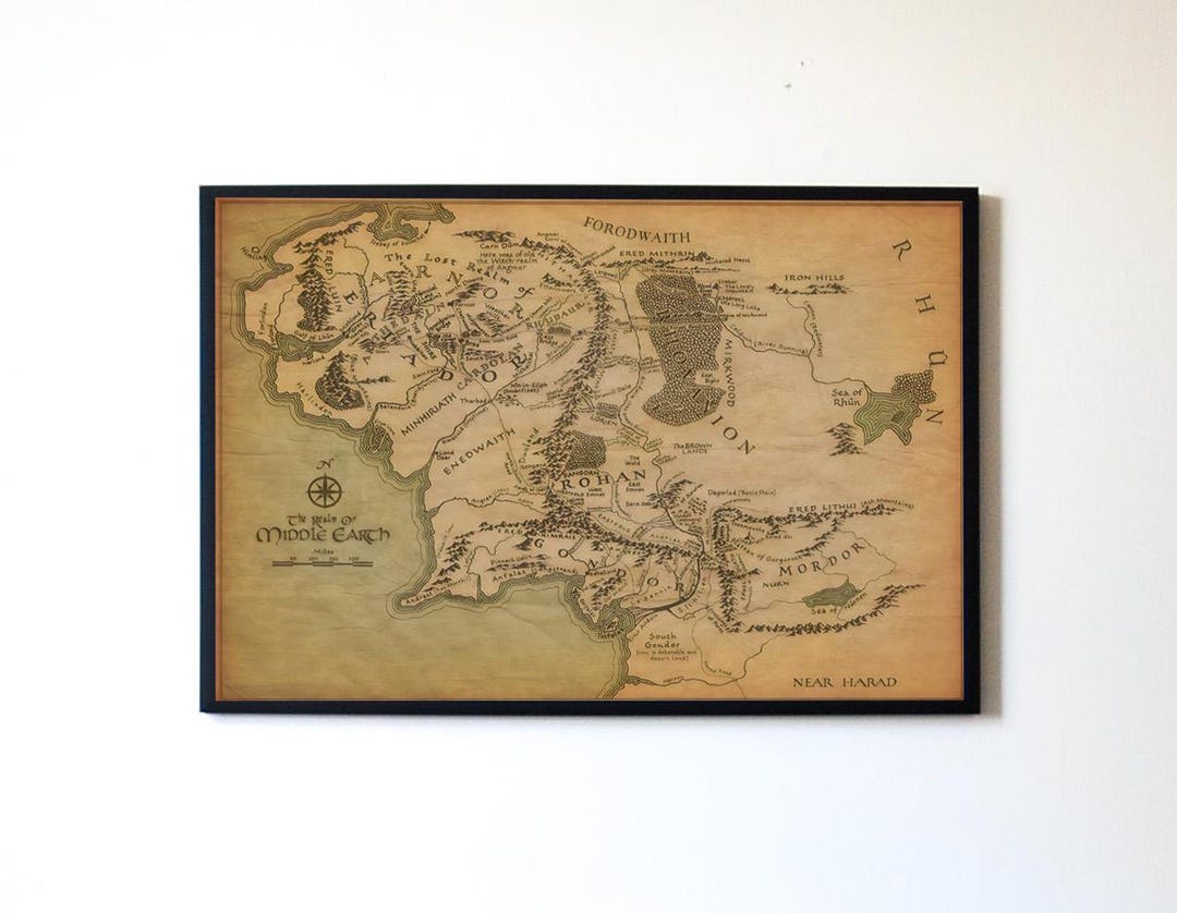 Middle Earth Map Printable PDF, LOTR Middle Earth Map Digital Poster ...