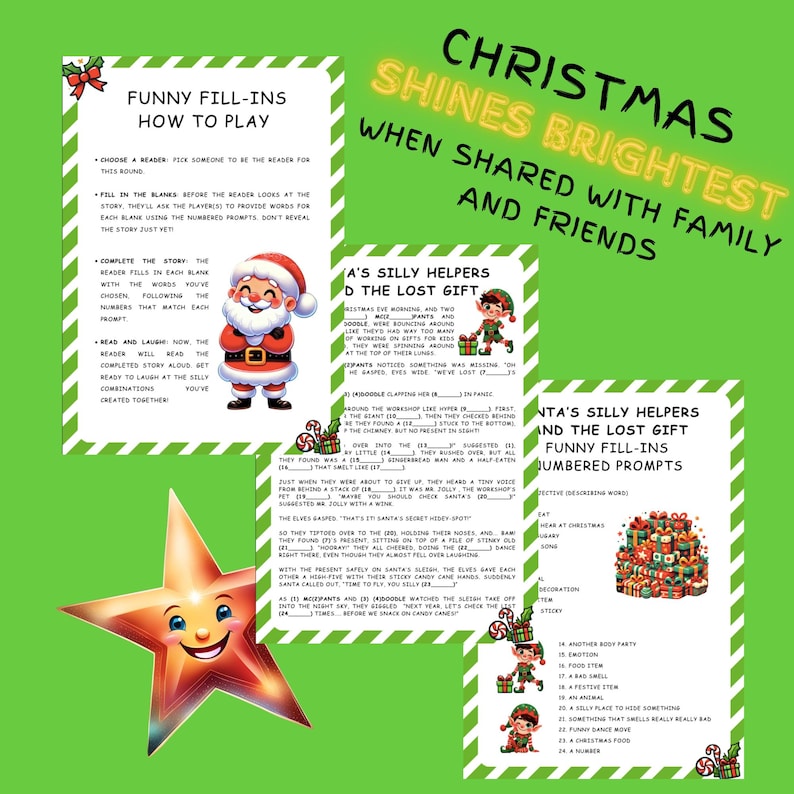 Christmas Mad Libs, Funny Fill Ins, Printable Family, Kids, Teens ...