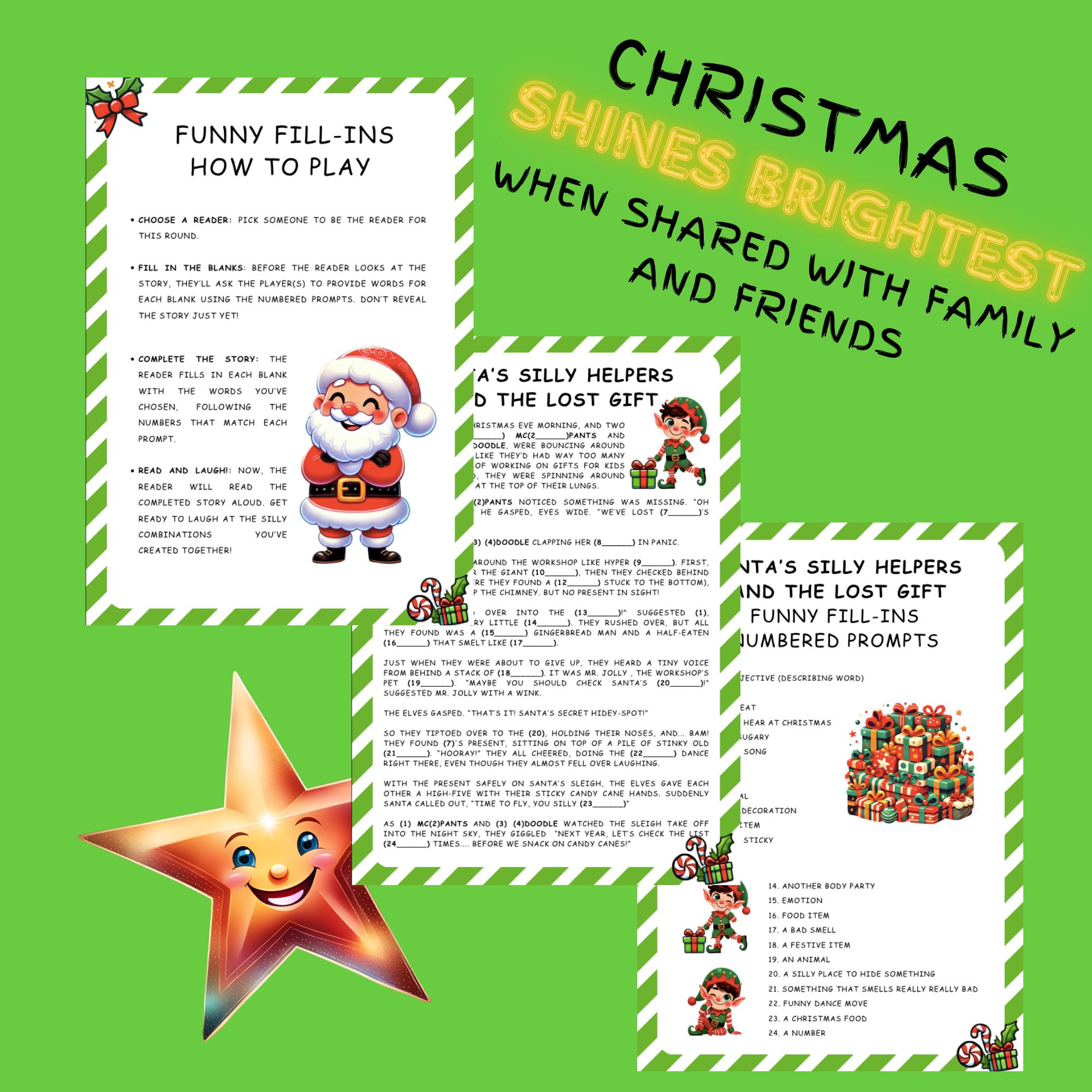 Christmas Mad Libs, Funny Fill Ins, Printable Family, Kids, Teens ...