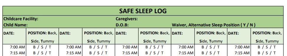 Infant Safe Sleep Log – Printable Excel Chart for Daycare Sleep Checks ...