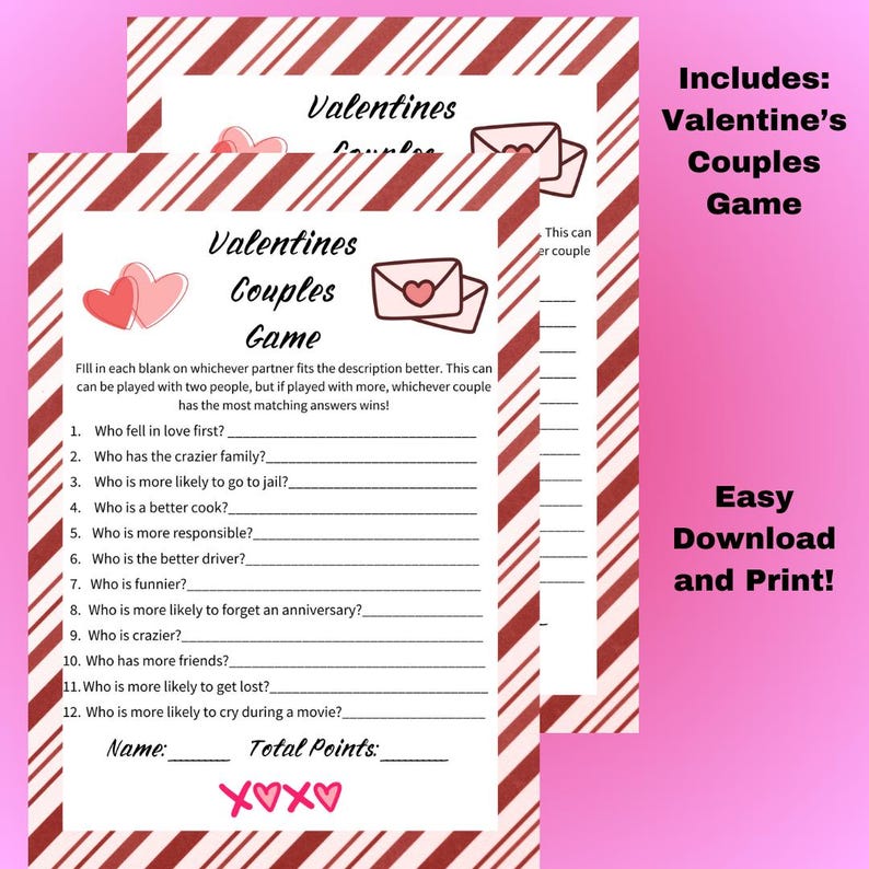 Valentine's Couples Matching Game, Valentines Day Printable Game ...