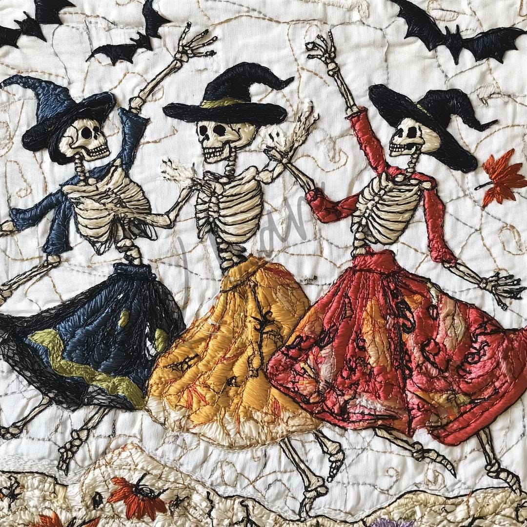 Dancing Skeletons Embroidery Design Halloween Witches Skeletons ...