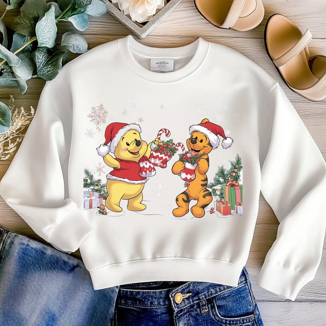 Vintage Winnie the Pooh Christmas PNG, Santa Pooh Bear Holiday Digital ...