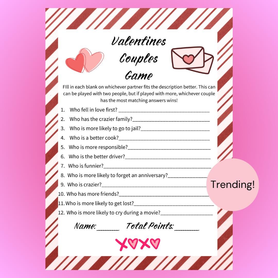 Valentine's Couples Matching Game, Valentines Day Printable Game ...