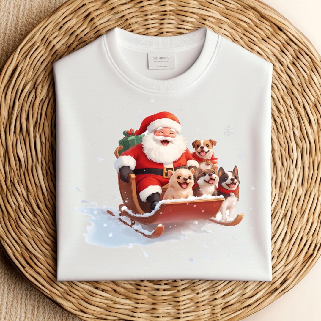 Santa and Dogs PNG- Funny Christmas Santa With Dogs Sleigh, Holiday ...