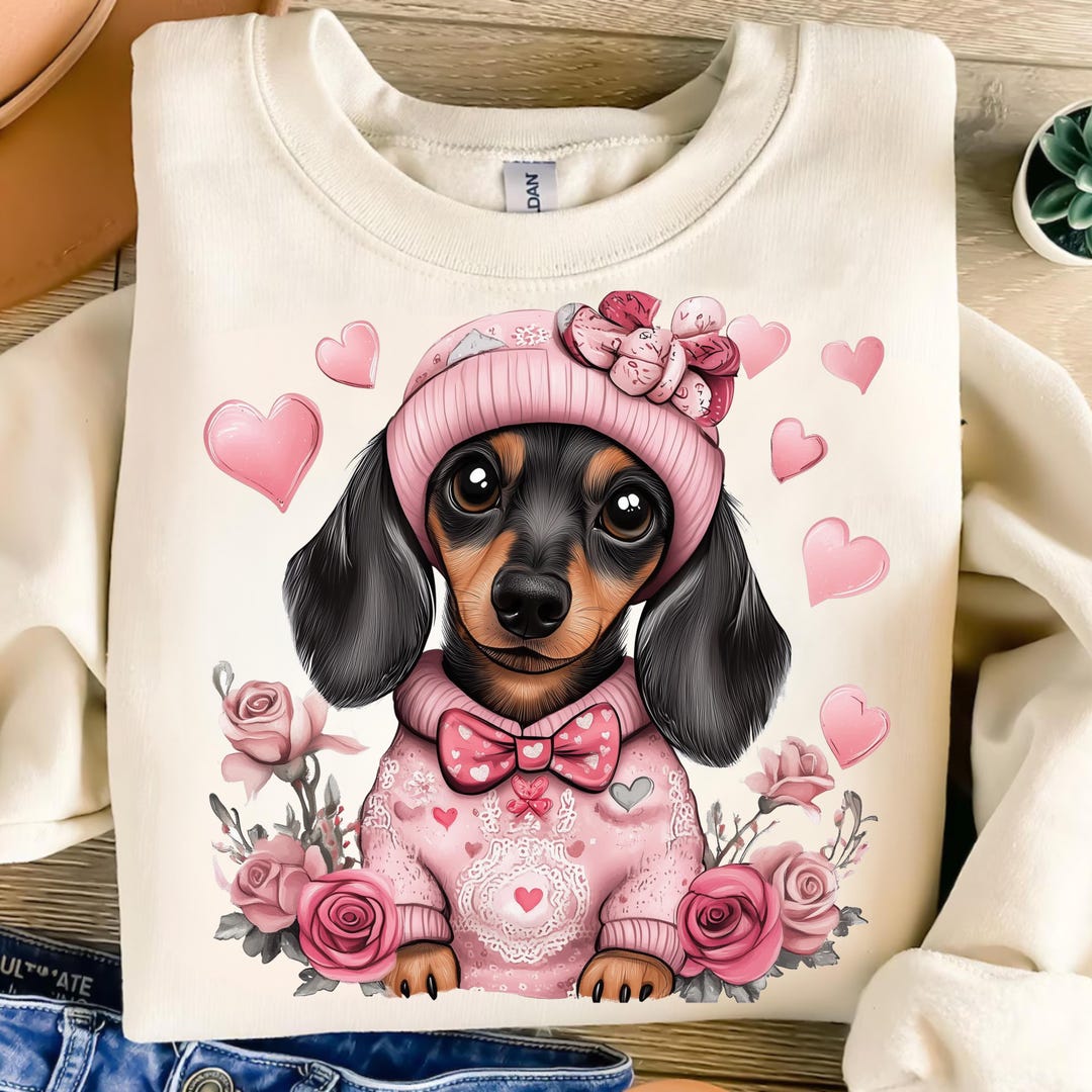 Valentine Dachshund Dog PNG Sausage Dog Valentine Clipart, Cute Weiner ...