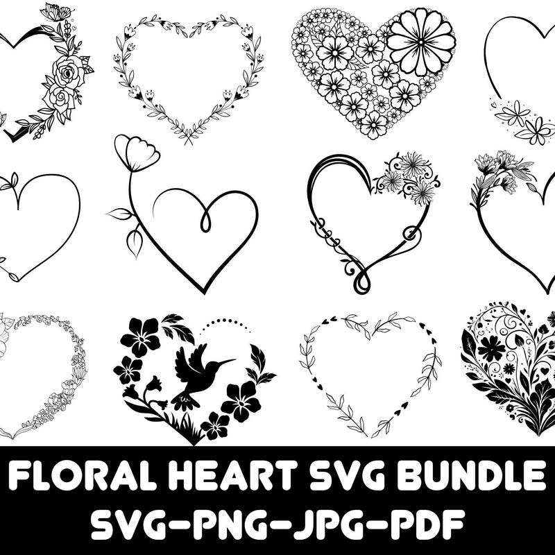Flower Heart Svg - Etsy