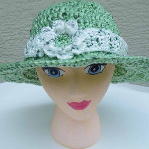 PDF Crochet Pattern - Wear It Your Way 3-pc Plarn Sun Hat With Wide ...