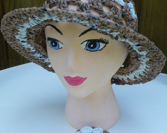 Crochet Open Stitch Plarn Sun Hat ... Made Reusable/recycled With ...