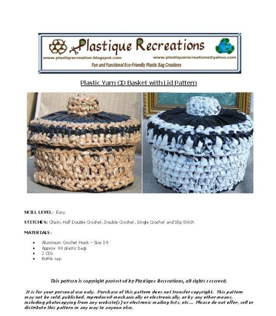 Plarn CD Basket With Lid Crochet Pattern - Etsy