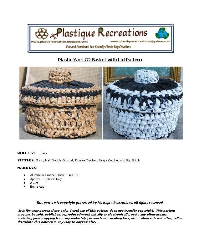 Plarn CD Basket With Lid Crochet Pattern - Etsy