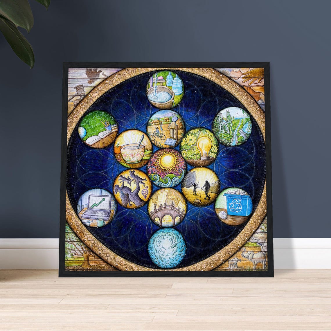 Framed 17 Sustainable Development Goals Poster, Vision Sacred Geometry ...