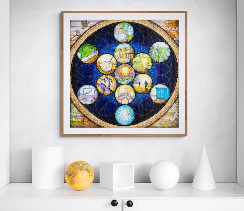 17 Sustainable Development Goals Poster, Sacred Geometry Vision Print ...